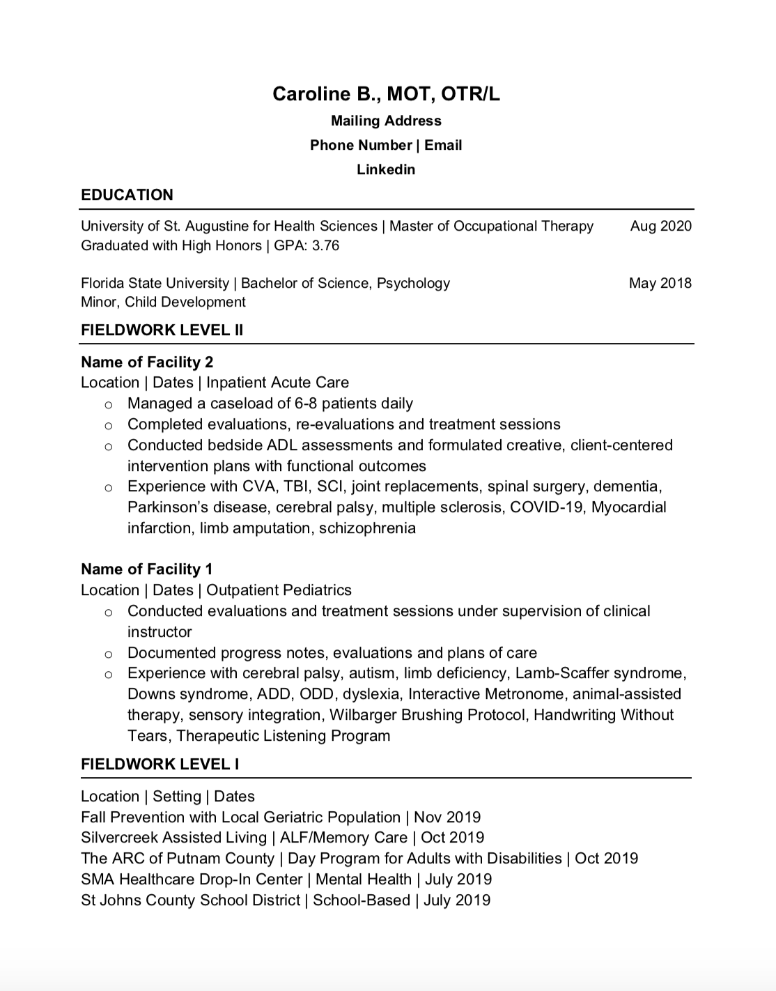 Resume Writing for New-Grad OTs – OT Caroline